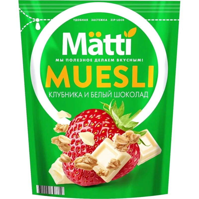 Мюсли Matti запеченные клубника и белый шоколад 250 г, 1570816