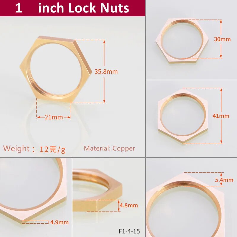 Медные стопорные гайки для труб 1/8 1/4 3/8 1/2 3/4 1 дюйм BSP 1pcs, 1inch Female