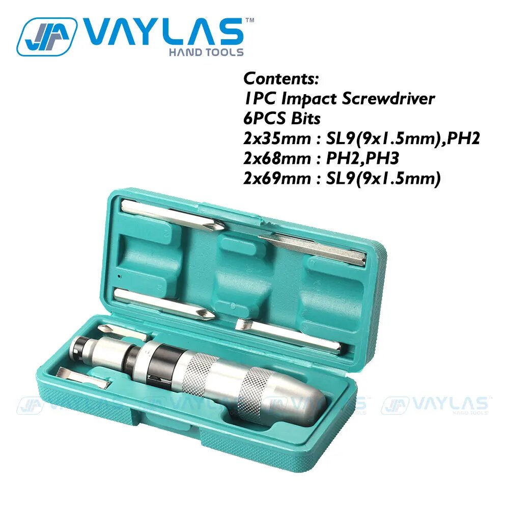 Отвертка ударная + насадки с контейнером, 7 / 8 штук