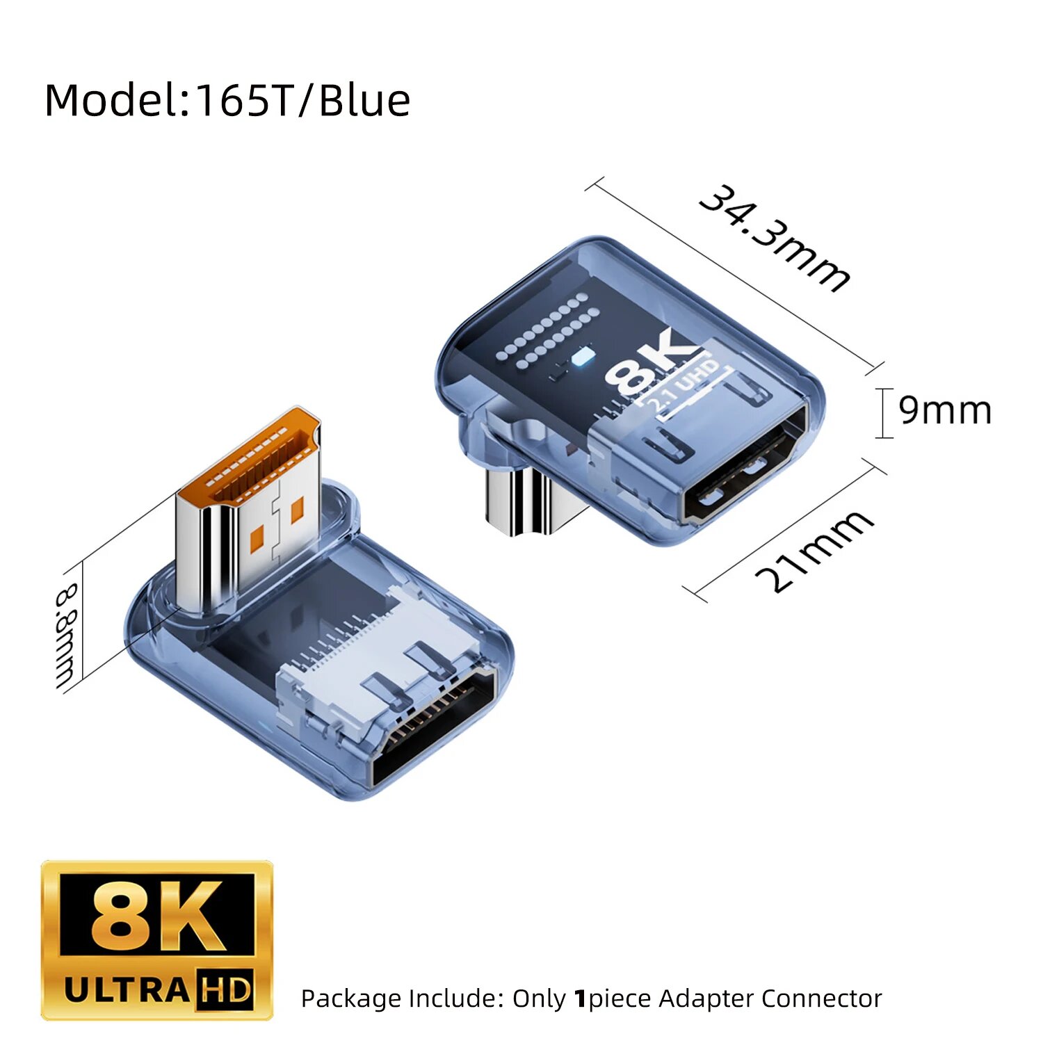 HDMI 2.1 адаптер 8K 60Гц, 165T-Blue