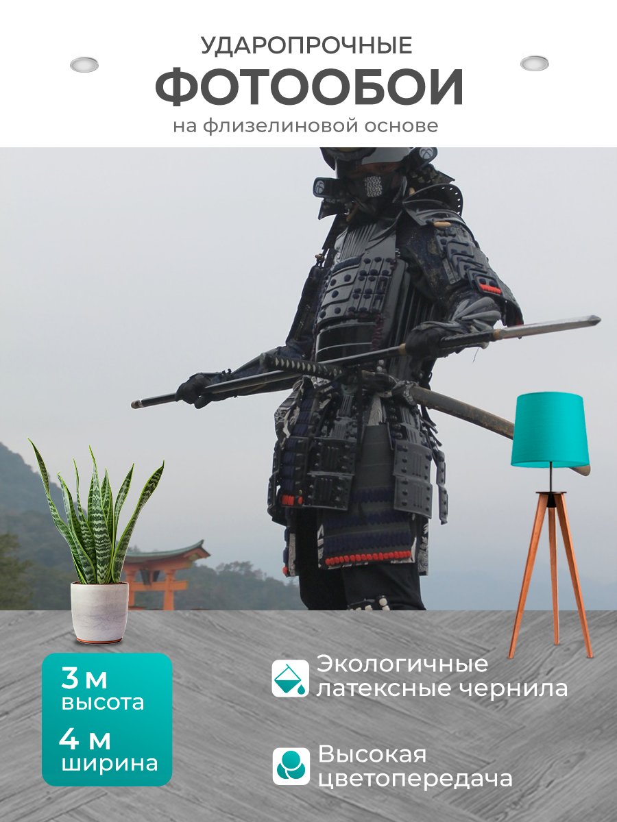 Фотообои моющиеся ударопрочные "Miyajima, самурай, хиросима" 400x300 см. флизелиновые на стену