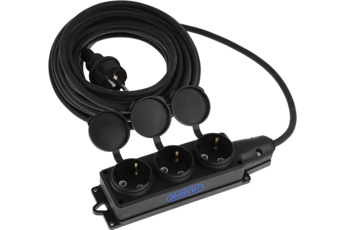 Энаргит Удлинитель шнур KC-G03P, КГ 3x2,5 (3 розетки, 10 метров, IP 44) KC-G03P-325-10-3-44