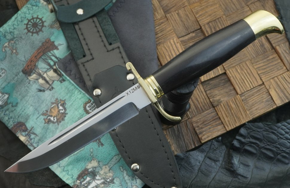 Нож Антарес НКВД, сталь Х12МФ, рукоять граб/мельхиор