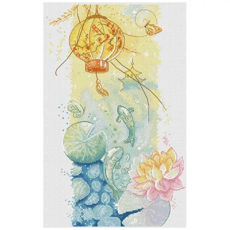 Наборы для вышивки крестом Coelho Лотос Карп 11CT 14CT 16CT 18CT 14CT flaxen canvas