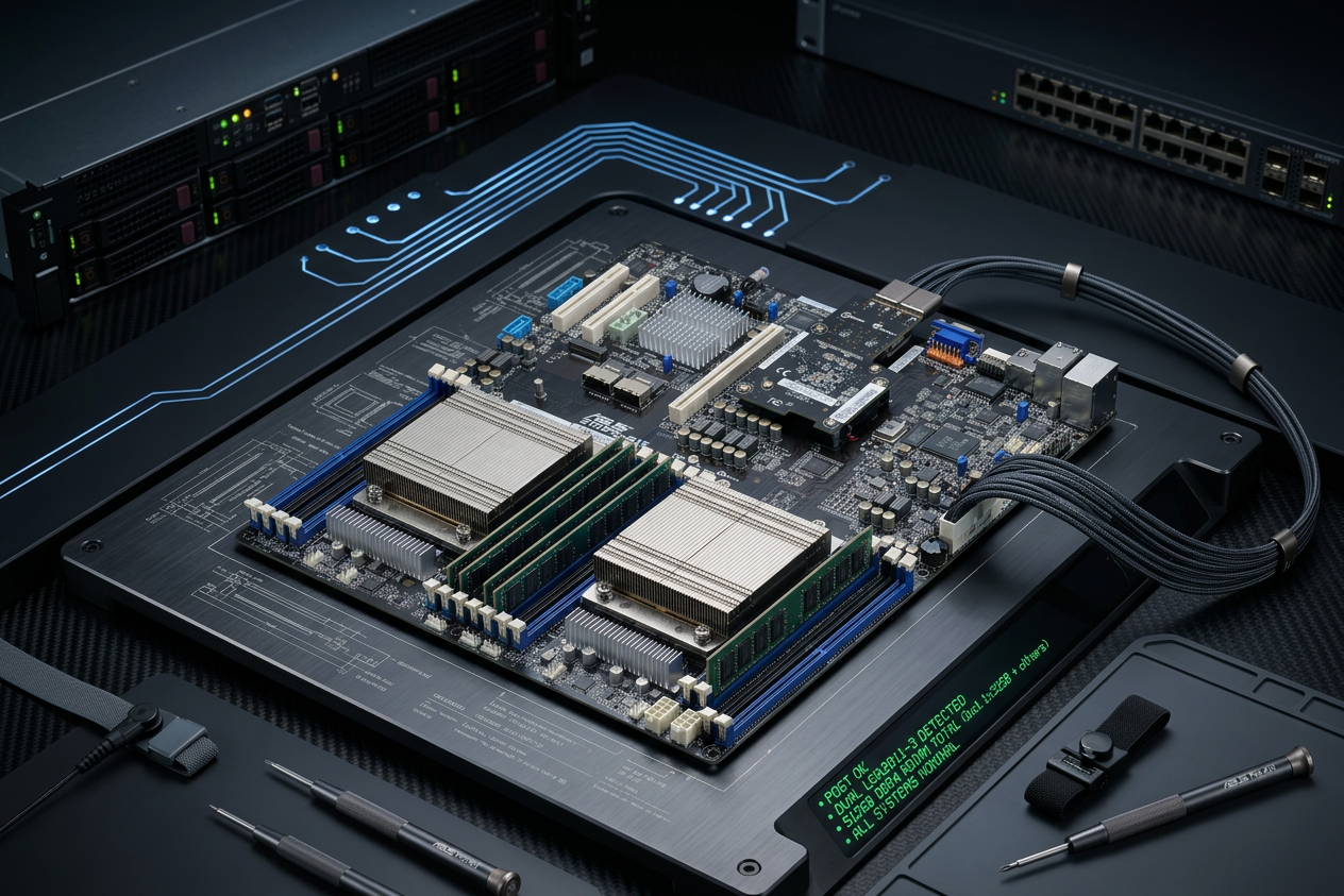 Материнская плата ASUS Z10PR-D16 (E-ATX, 2x LGA2011-3, 16 DIMM) +32 Gb ОЗУ +2 процессора