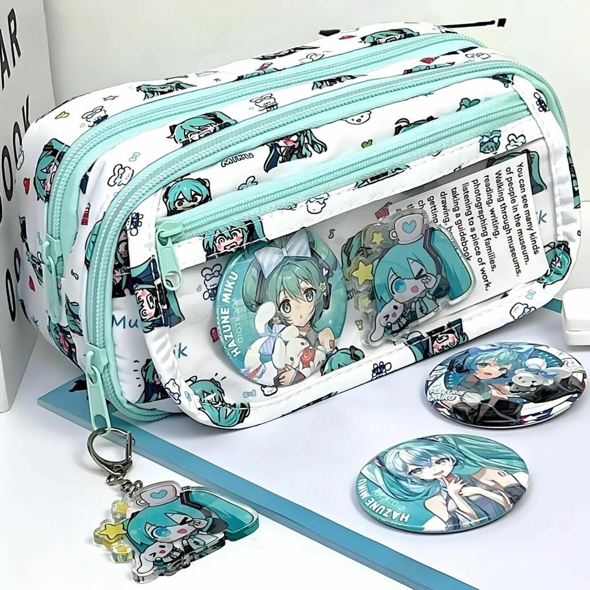 Пенал Hatsune Miku с окошком, небесно-голубой