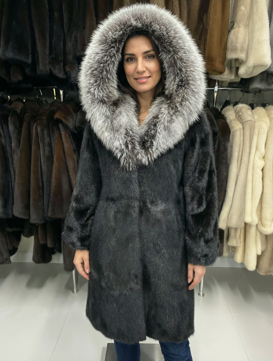 Шуба. Премиум. Норка с чернобуркой 40-42 р.