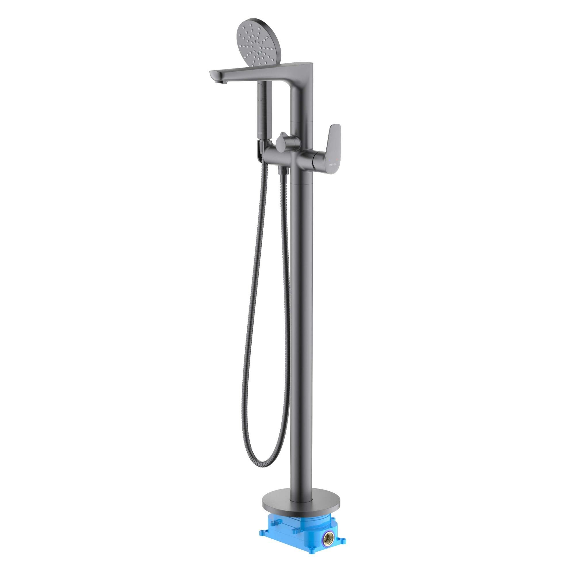 Смеситель для ванны напольный (внешняя и скрытая часть)Aquatek AQ1145BGM бетта, оружейная сталь