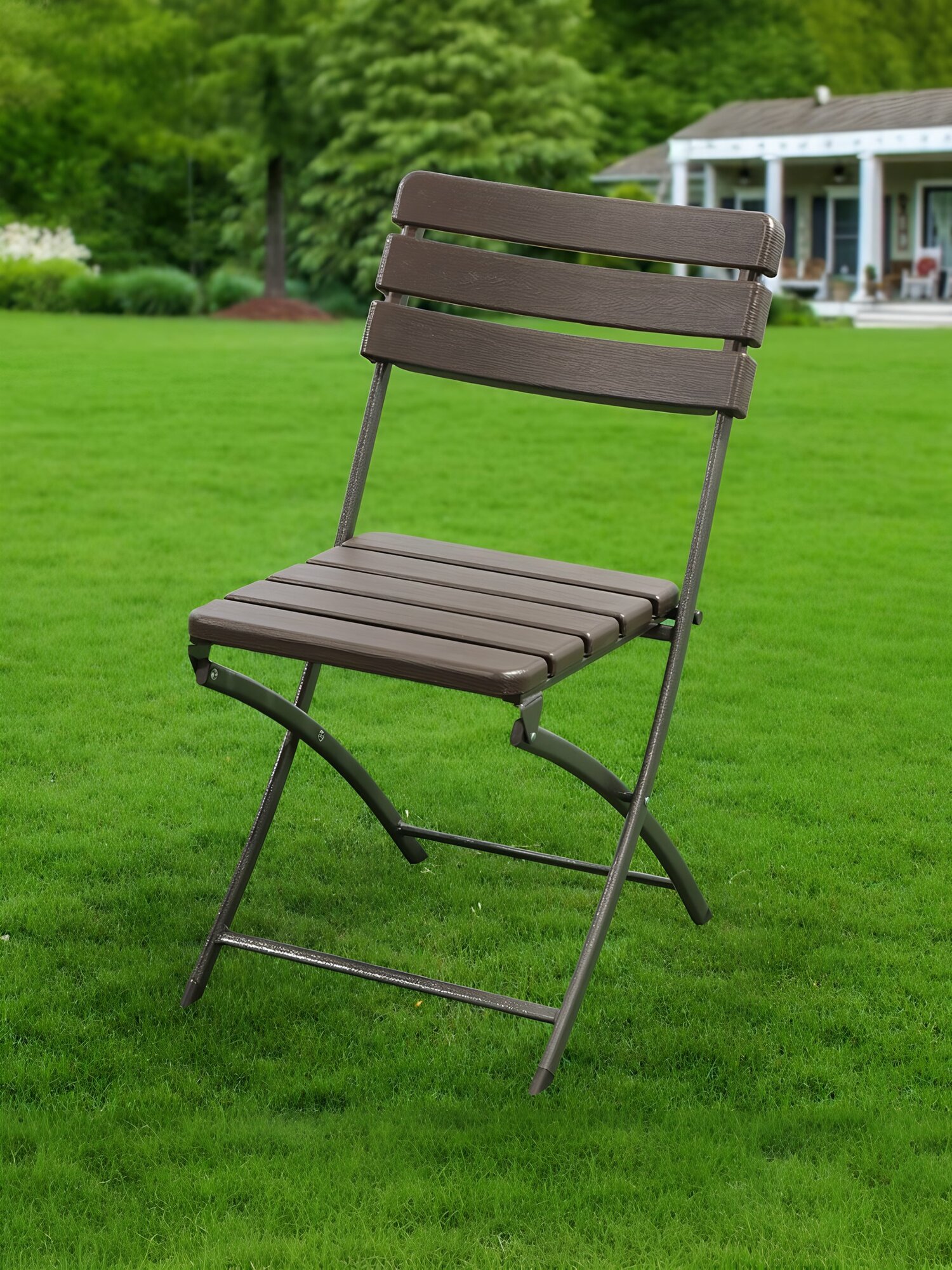 Складной садовый стул Green Days для дачи и отдыха на улице, коричневый, металл/пластик, 82х56х46 см, до 100 кг