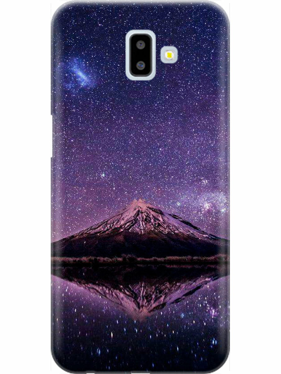 Ультратонкий силиконовый чехол-накладка для Samsung Galaxy J6+ 2018 с принтом "Гора и звездное небо"