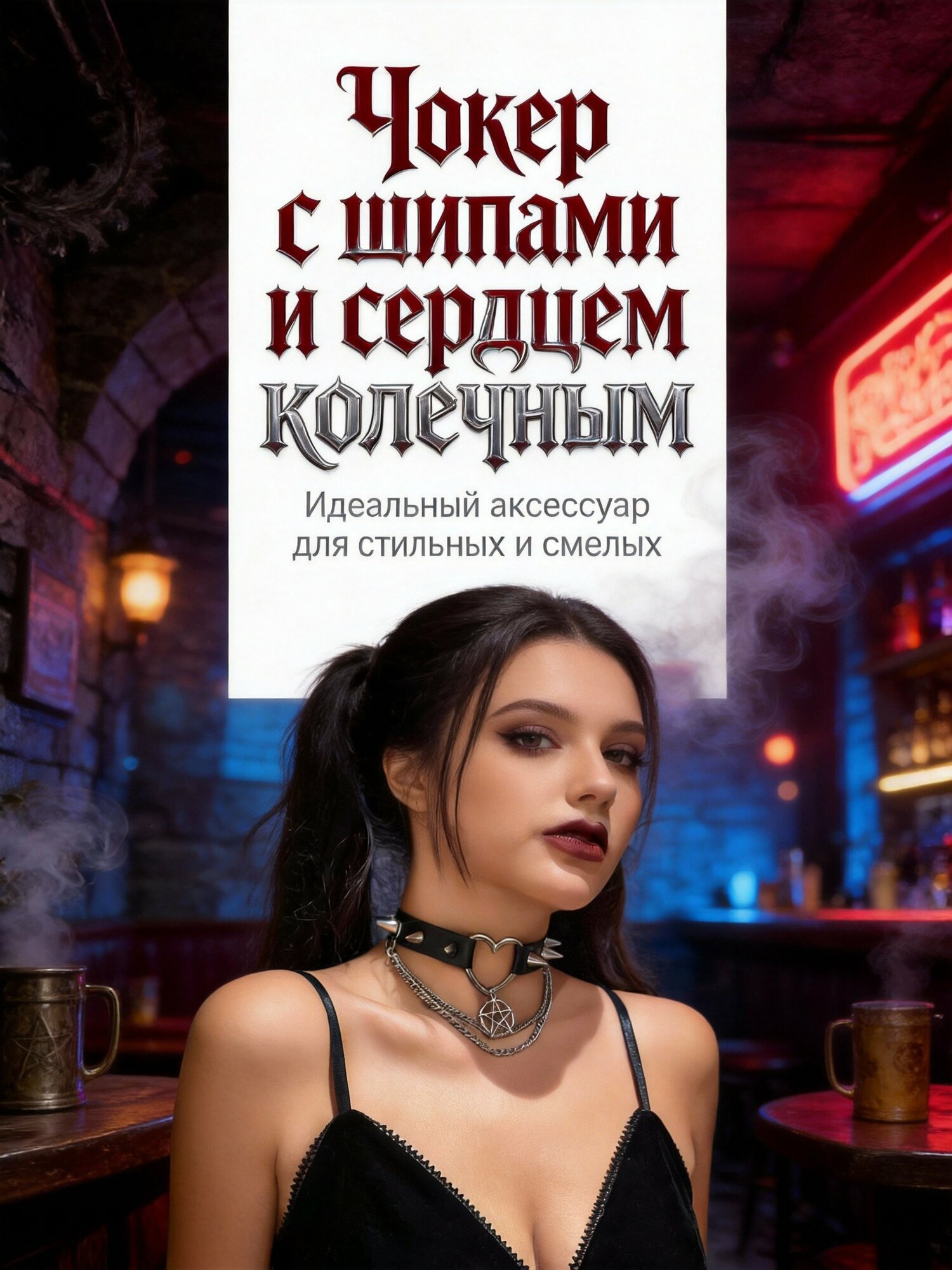 Кожаный чокер с металлическими шипами и цепочками, готический аксессуар с регулируемой пряжкой для косплея ролевых игр и БДСМ