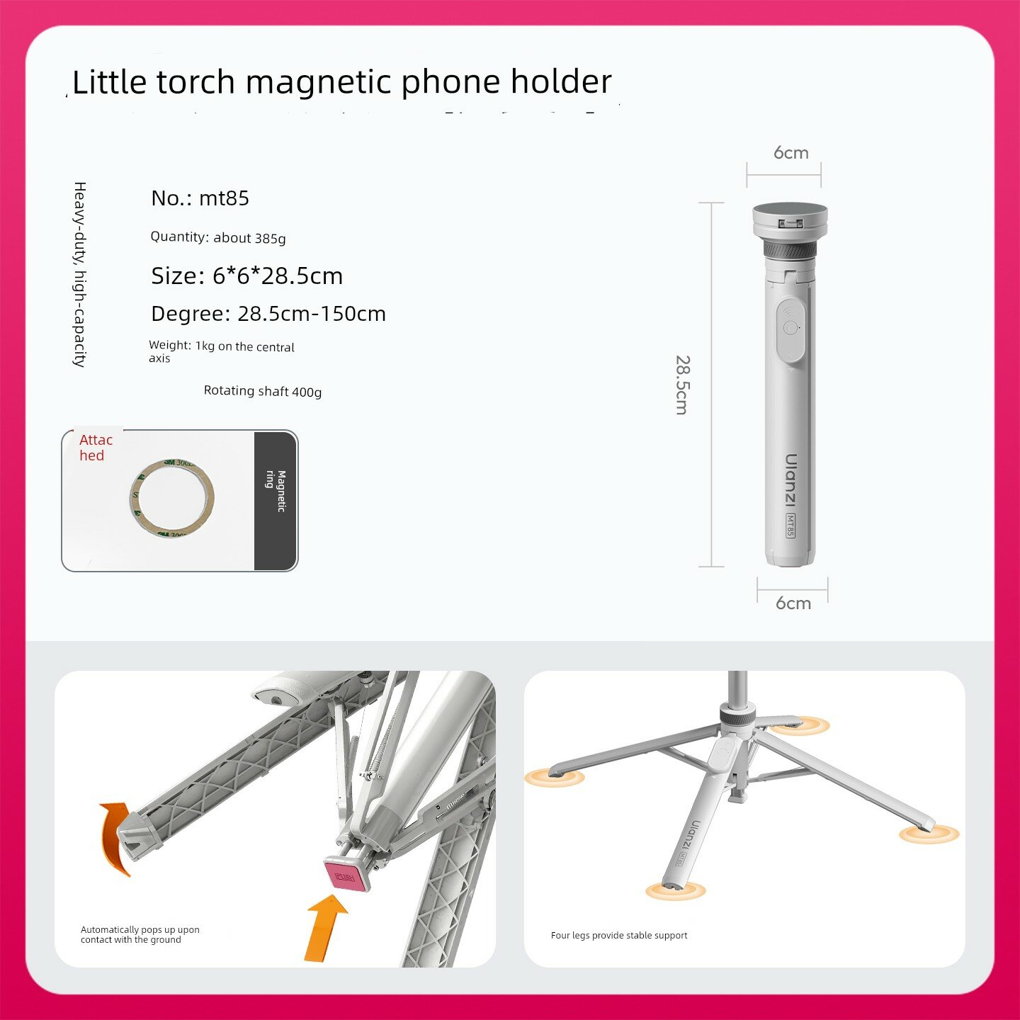 Ulanzi MT85 Магнитный держатель для телефона с поддержкой Magsafe для iPhone 17 Pro Max, совместимый с Android, белый