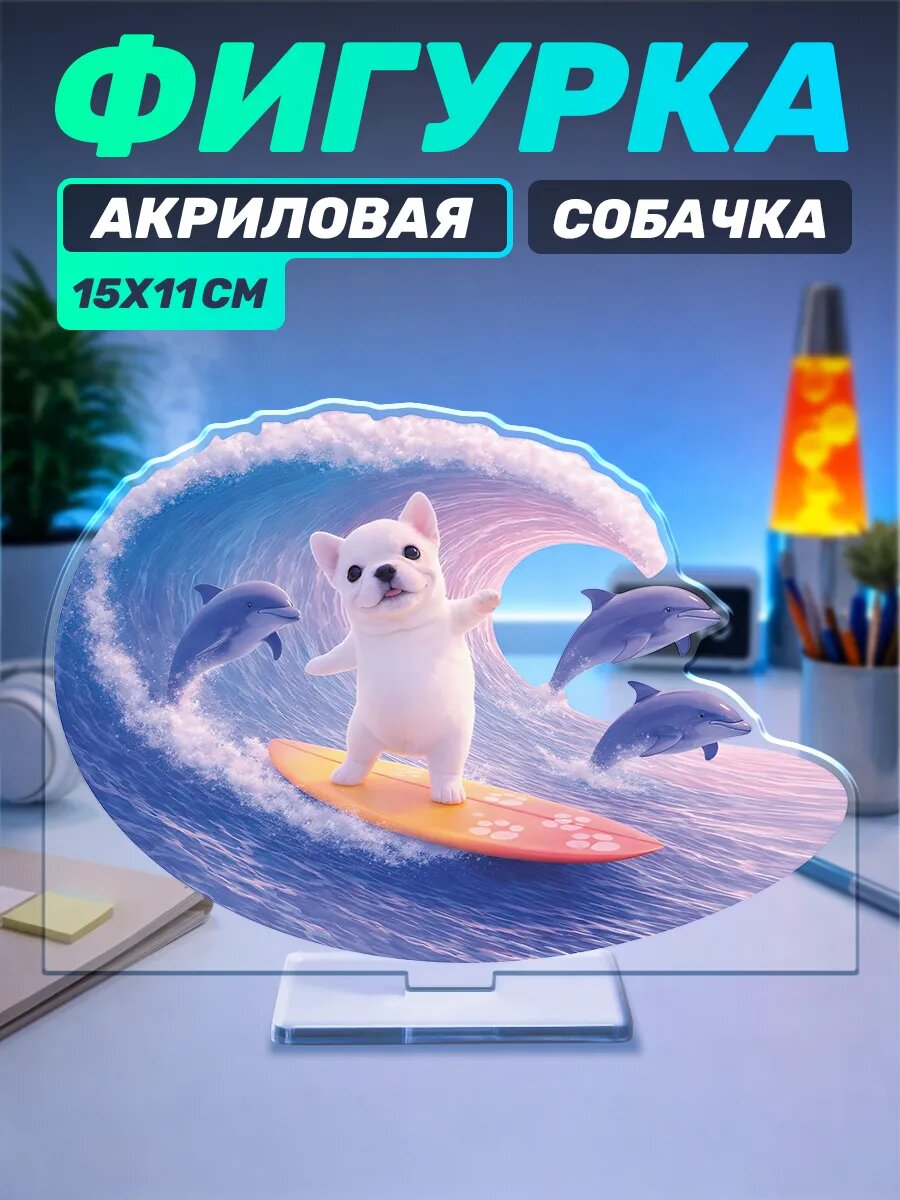 Акриловая фигурка мем Собака на серфе