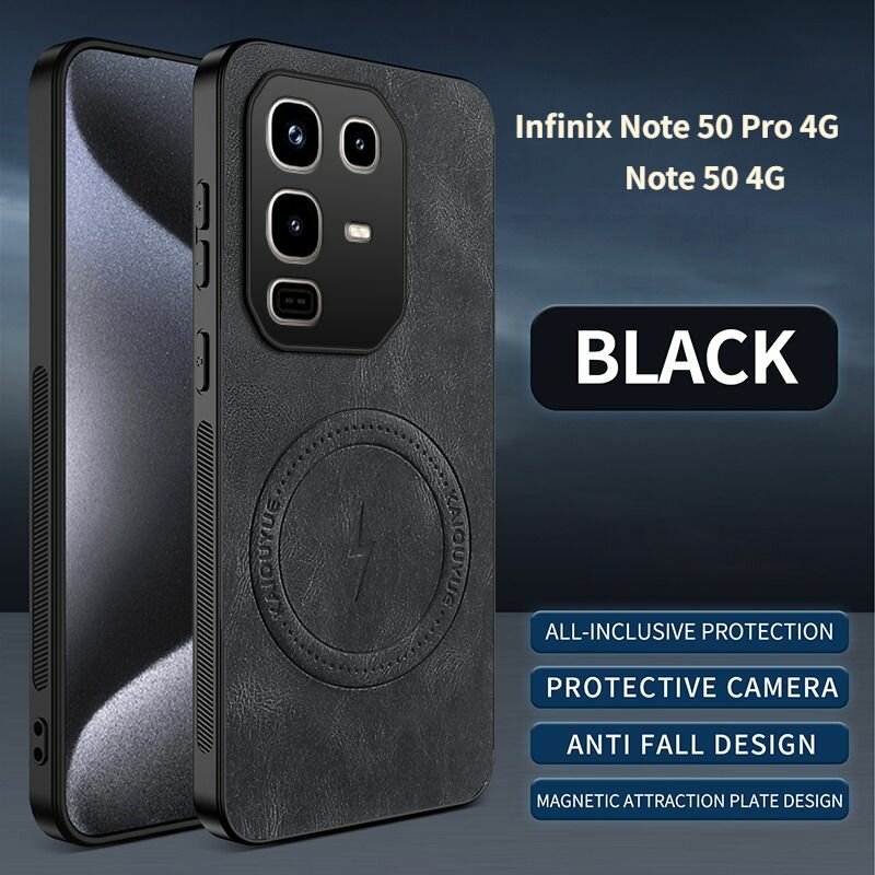 Роскошная кожа MagSafe Чехол для Infinix Note 50 Pro (4G) / Note 50 (4G) роскошный кожаный чехол для смартфона чехол из кожи для телефона