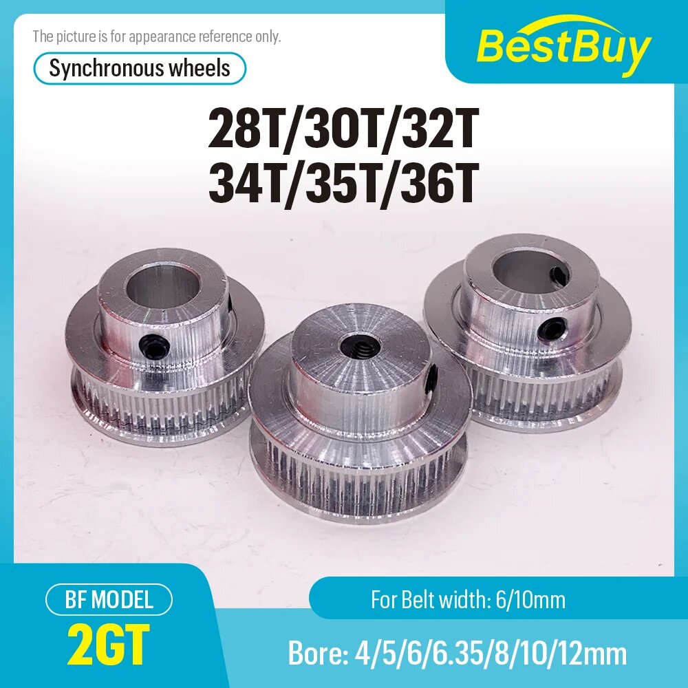 Шкив ГРМ 2GT 28T 30T 32T 34T 35T 36 Teeth из алюминиевого сплава 36T, Bore 4mm, For 6mm Belt