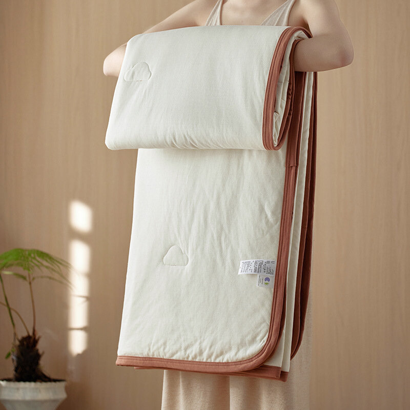 Хлопковое двойное цветовое одеяло для лета, машинная стирка, размер для односпальной кровати 200x230 см, легкое для