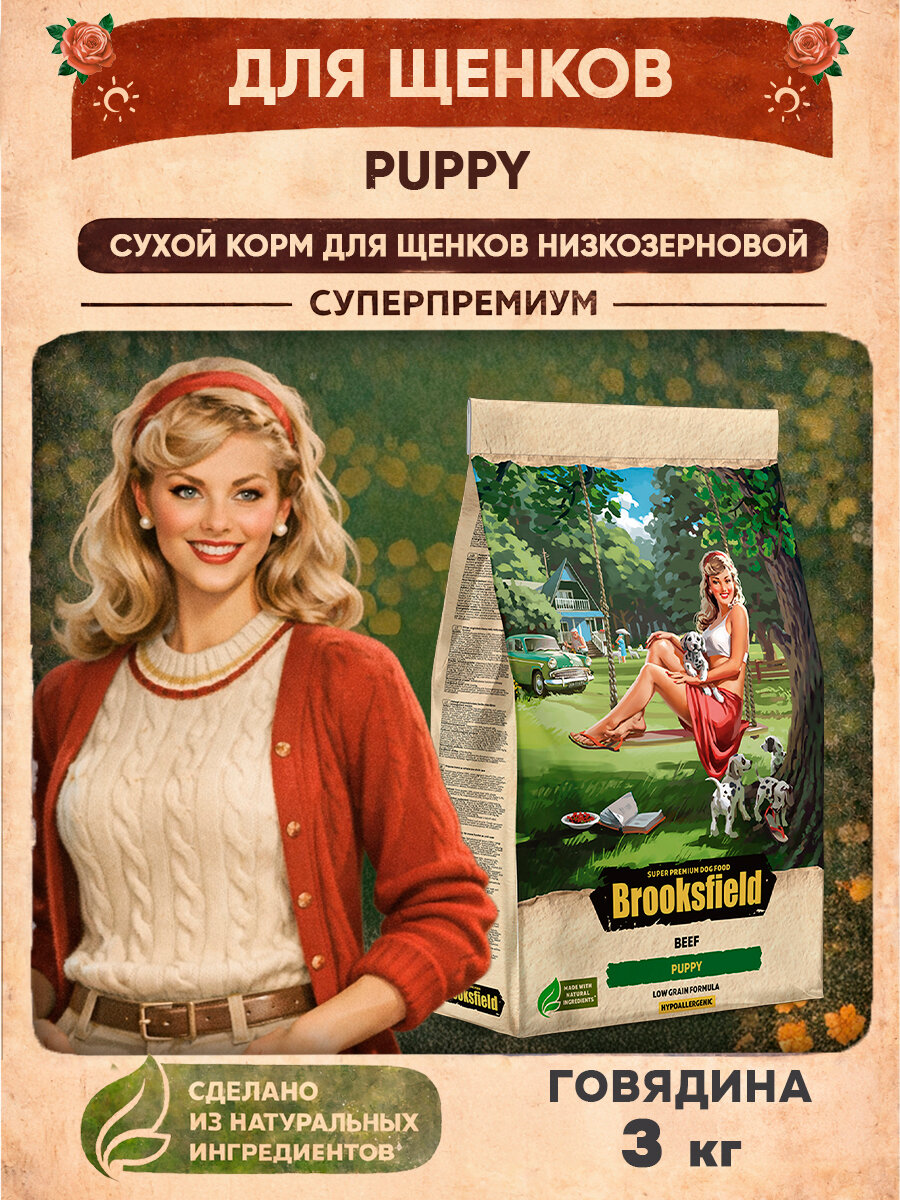 Сухой корм для щенков BROOKSFIELD (Бруксфилд) Индейка и говядина, 3 кг