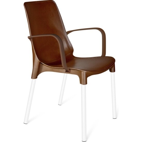Стул Sheffilton SHT ST76/S424 коричневый/белый муар