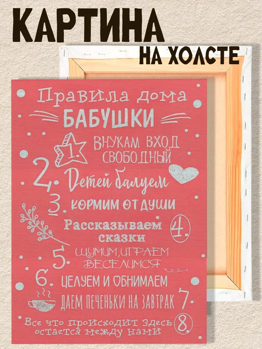 Картина на стену Правила бабушки и дедушки