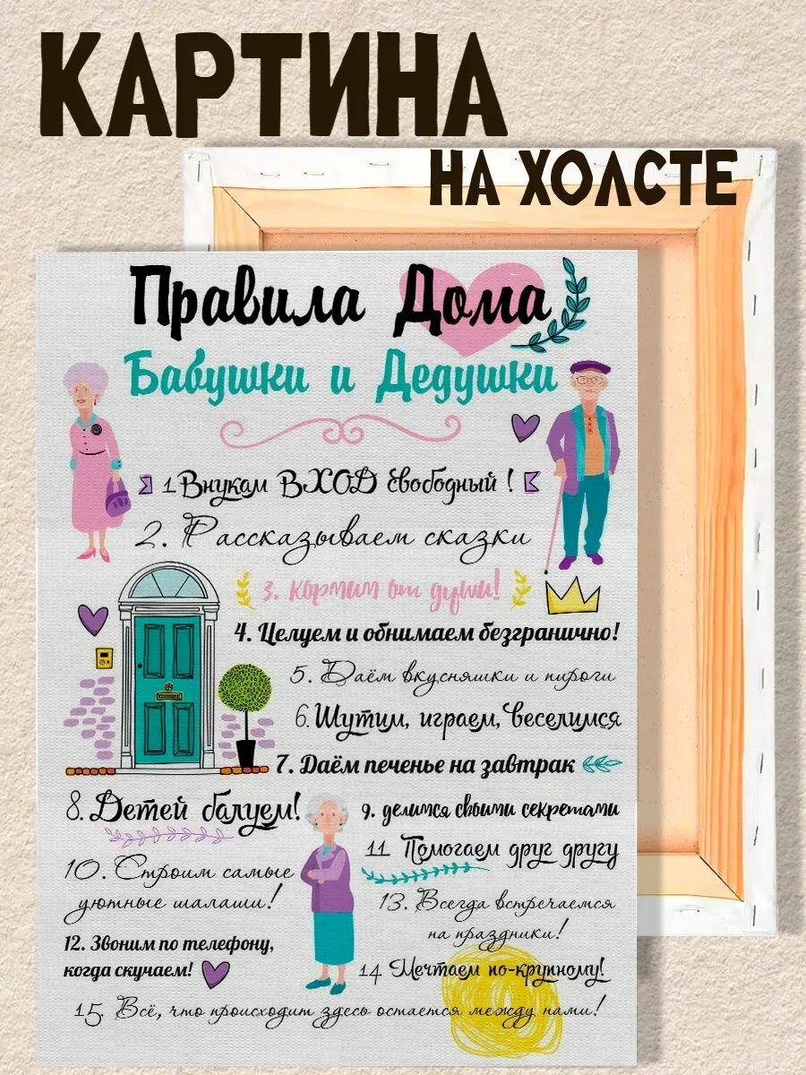 Картина на стену Правила бабушки и дедушки