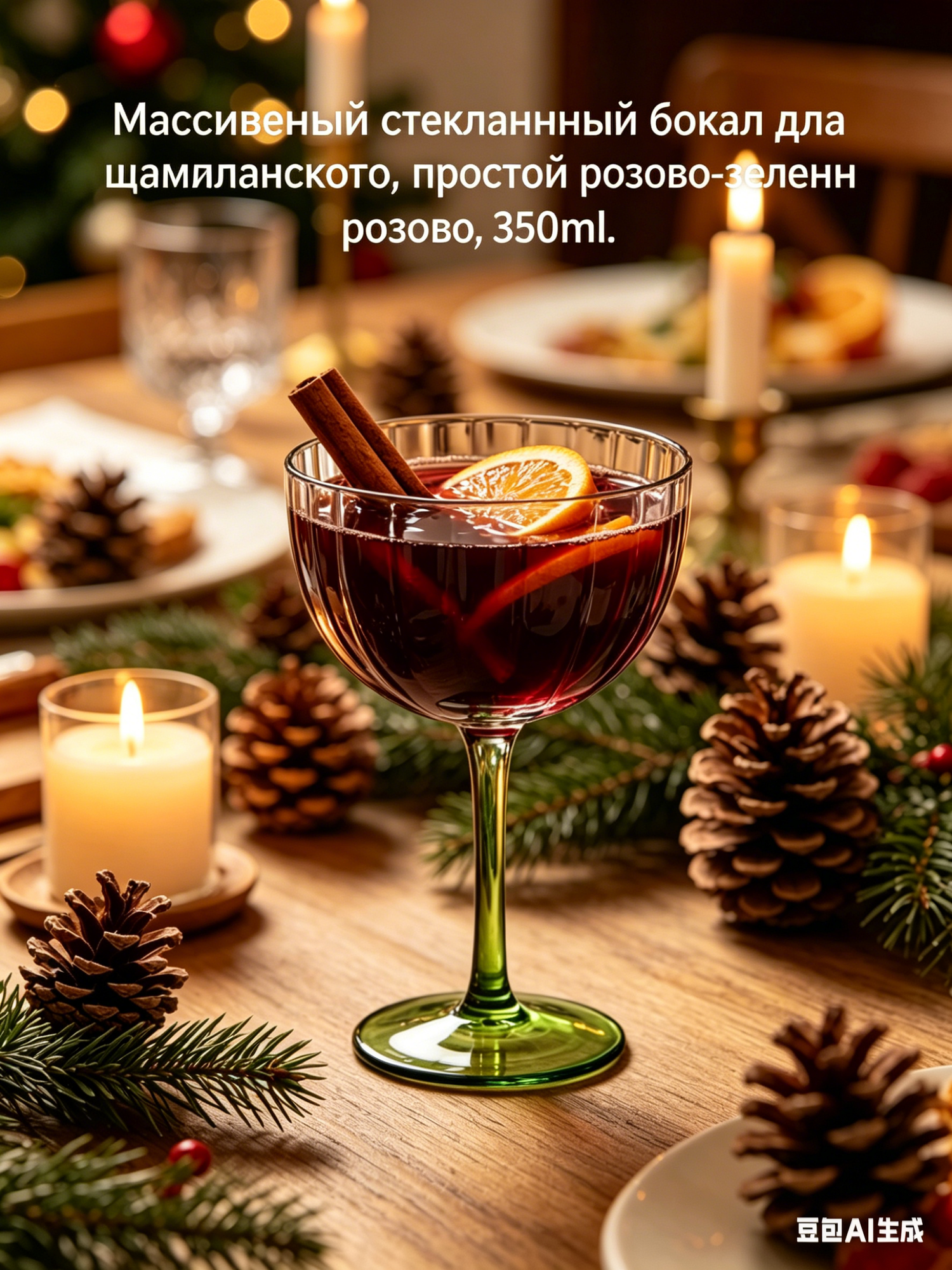 Массивный стеклянный бокал для шампанского, простой розово-зеленый в стиле ретро, 230 мл