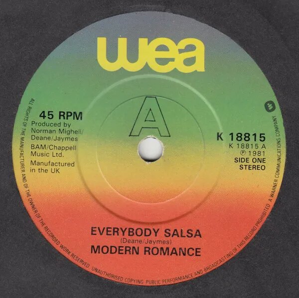 Modern Romance - Everybody Salsa VG — фото 1