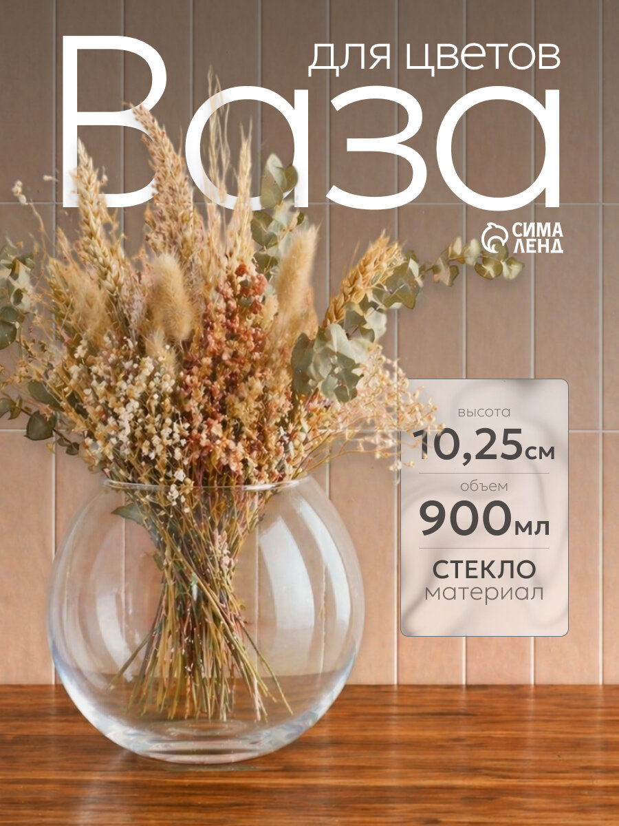 Ваза интерьерная Paşabahçe «Флора», d=7,5 см, стекло, прозрачная