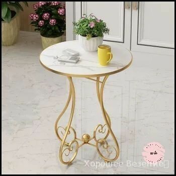 Журнальный стол 40×40×55 см из МДФ с металлическим каркасом, с местами для хранения — для гостиной, спальни и офиса