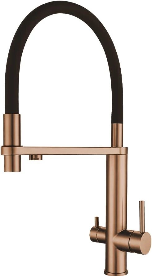 Смеситель для кухни Knotlor Infinity SS-15/RB с подключением к фильтру, гибким изливом, бронза матовая