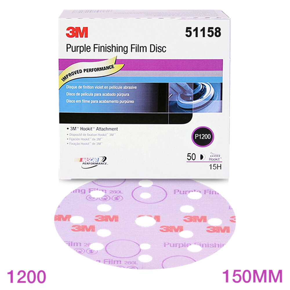10шт - круг абразивный P1200 150мм 15 отверстий Purple 260L 3М