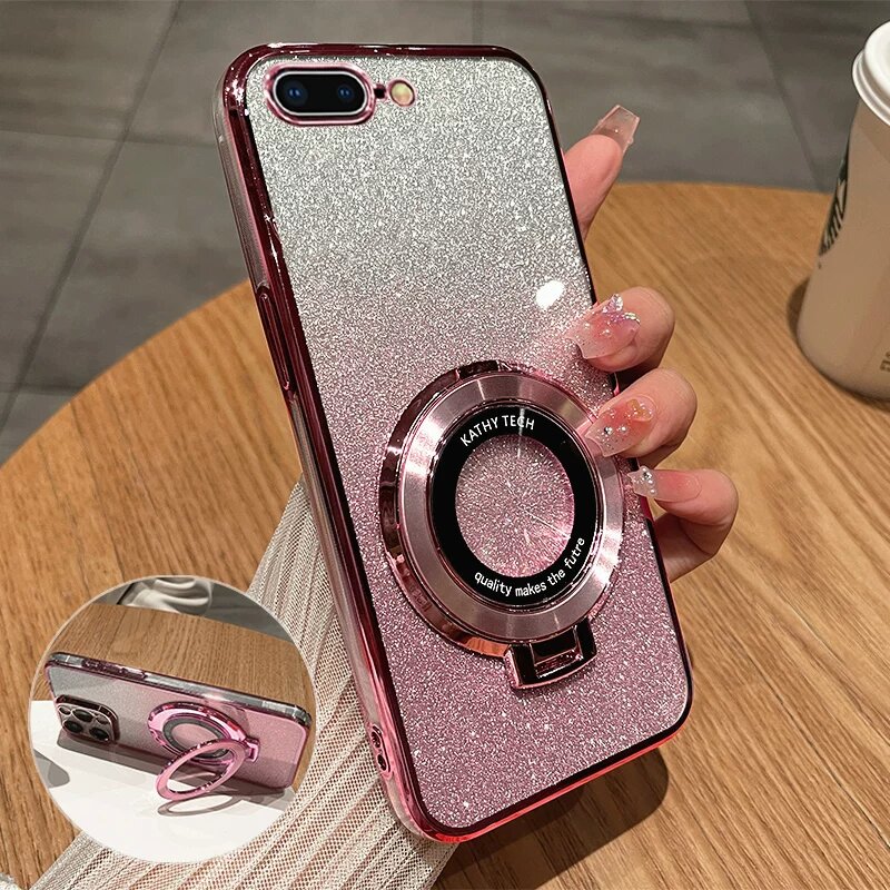 Чехол для iPhone 8 из прозрачного электроокрашенного силикона цвета розовое золото - мягкая гибкая защита для