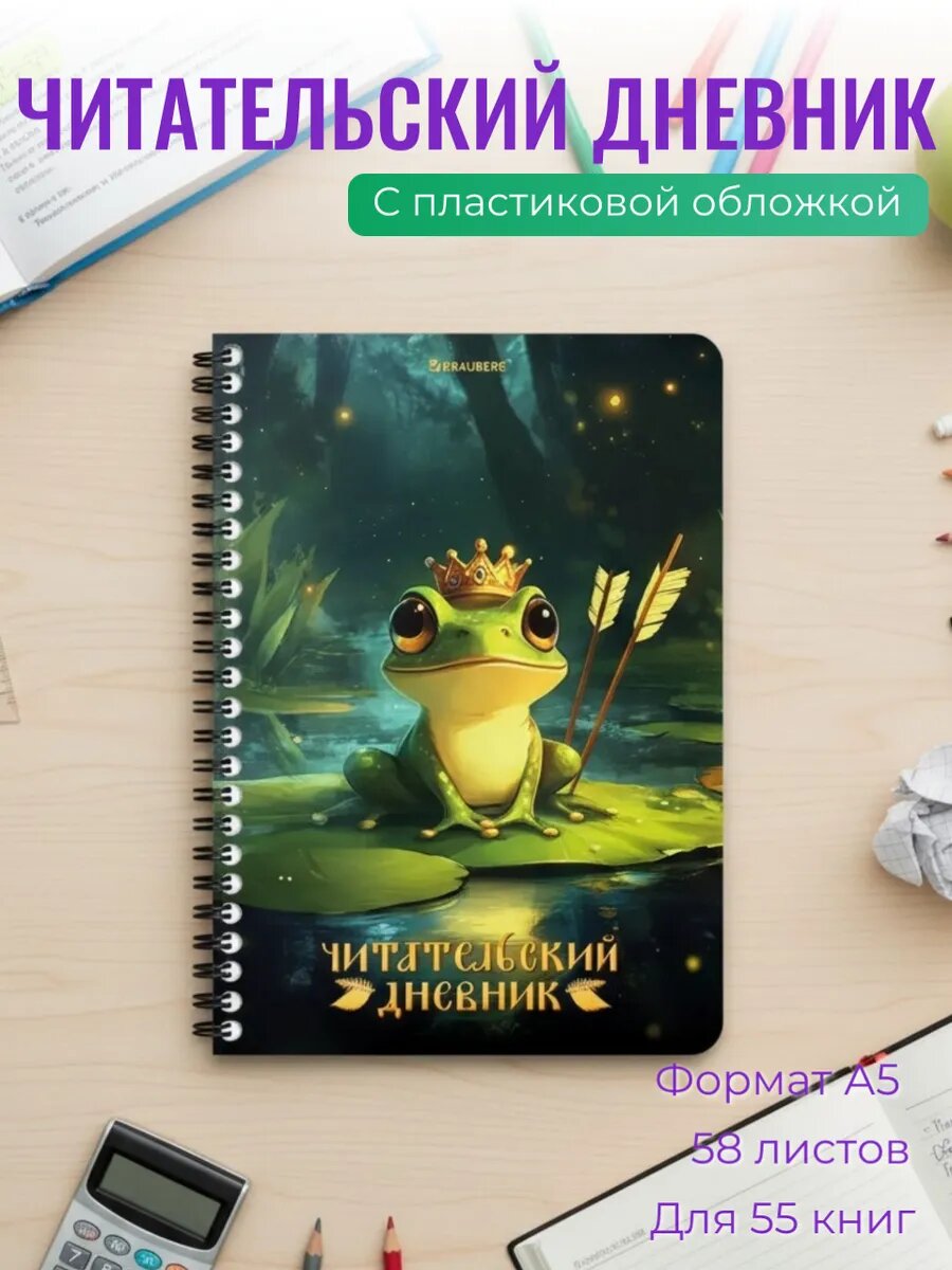 Дневник читателя школьный с пластиковой обложкой на кольцах