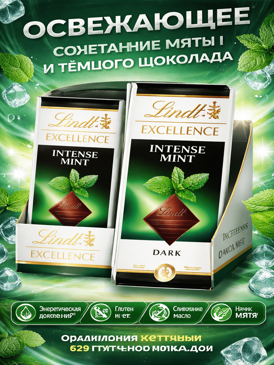 Шоколад Lindt Excellence мята, 100г