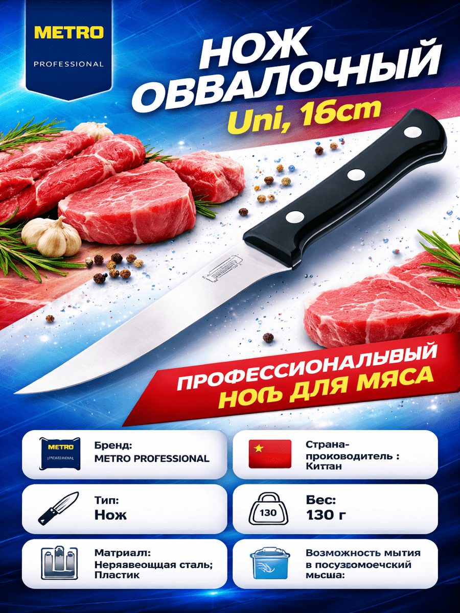 METRO PROFESSIONAL Нож обвалочный Uni, 16см