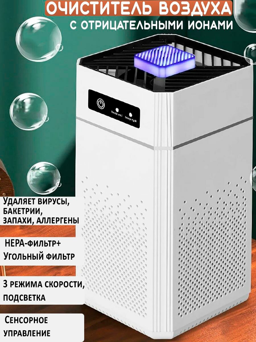Настольный очиститель воздуха с подсветкой (белый)