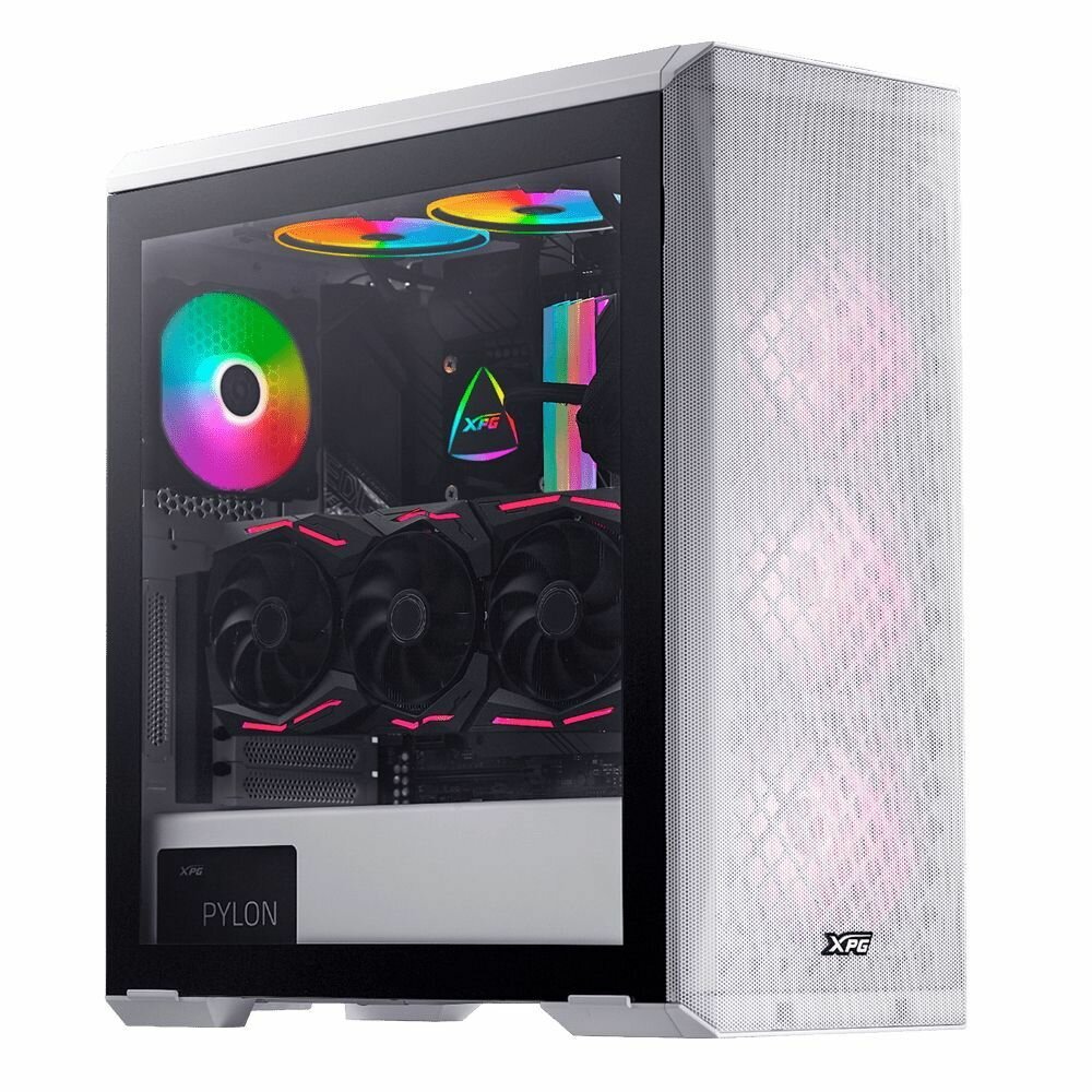 Корпус для ПК белый, Middle Tower, Mini-ITX, SSI-EEB XPG (DEFENDER-WHCWW) закаленное стекло, сетка