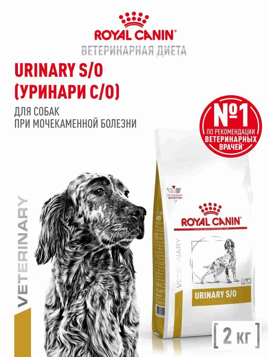 Сухой корм для собак Royal Canin Urinary S/O при мочекаменной болезни, диетический, 2 кг