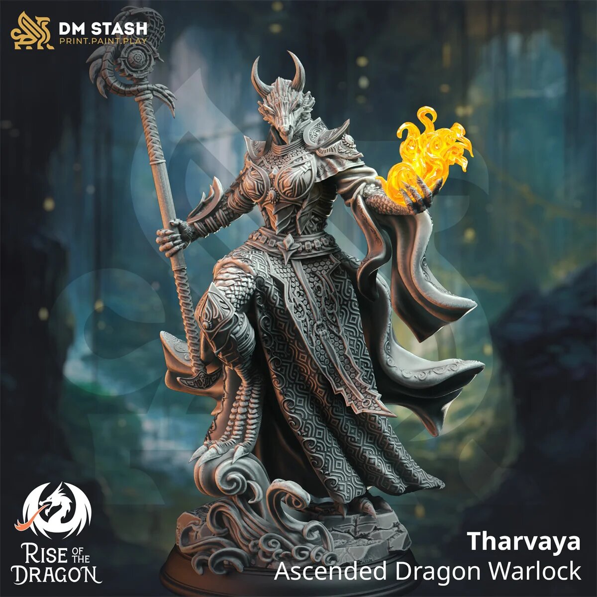 Миниатюра Tharvaya, Ascended Dragon Warlock, 45mm, Цвет: 9