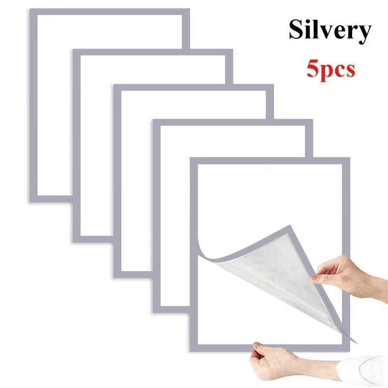 Набор из 5 прямоугольных магнитных фоторамок A4/A6 A4, 5PCS Silvery