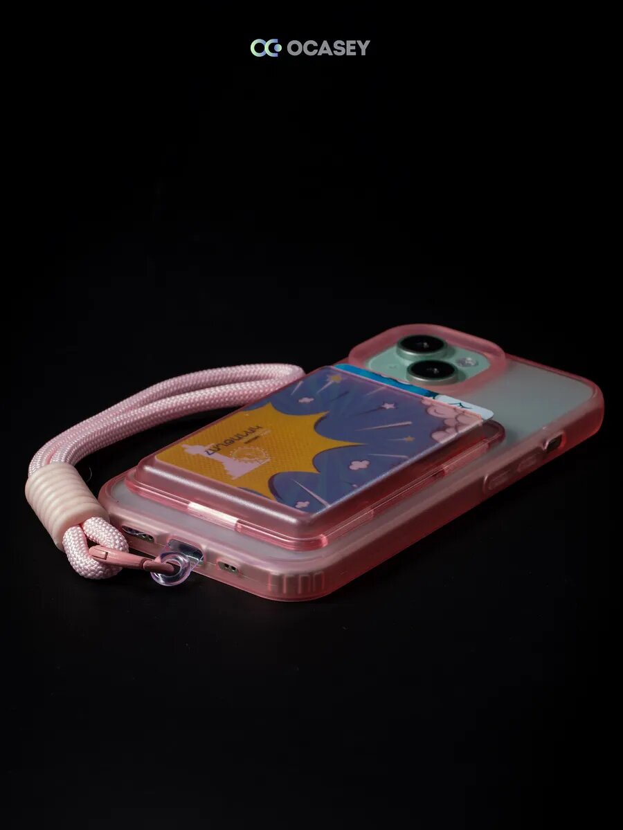 Чехол О'кейси MagSafe, для iPhone 16, с защитой камеры, розовый — фото 1