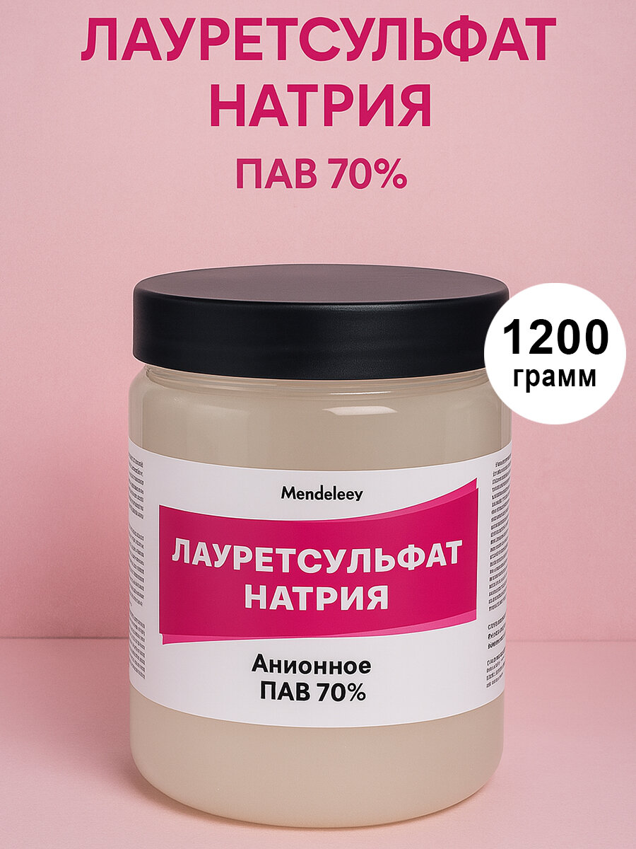 Лауретсульфат Натрия. Основа для шампуня, геля для душа. Жидкое мыло, 1200 грамм.