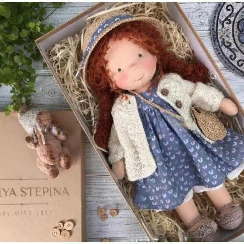 Вальдорфская хлопчатобумажная кукла, вязаная вручную, идеальный подарок для детей, 6x12x30 см