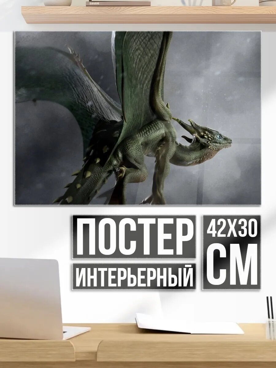 Плакат постер Летающий дракон