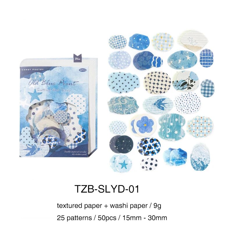Набор винтажных наклеек JIANWU Fragment Dot Series для скрапбукинга TZB-SLYD-01