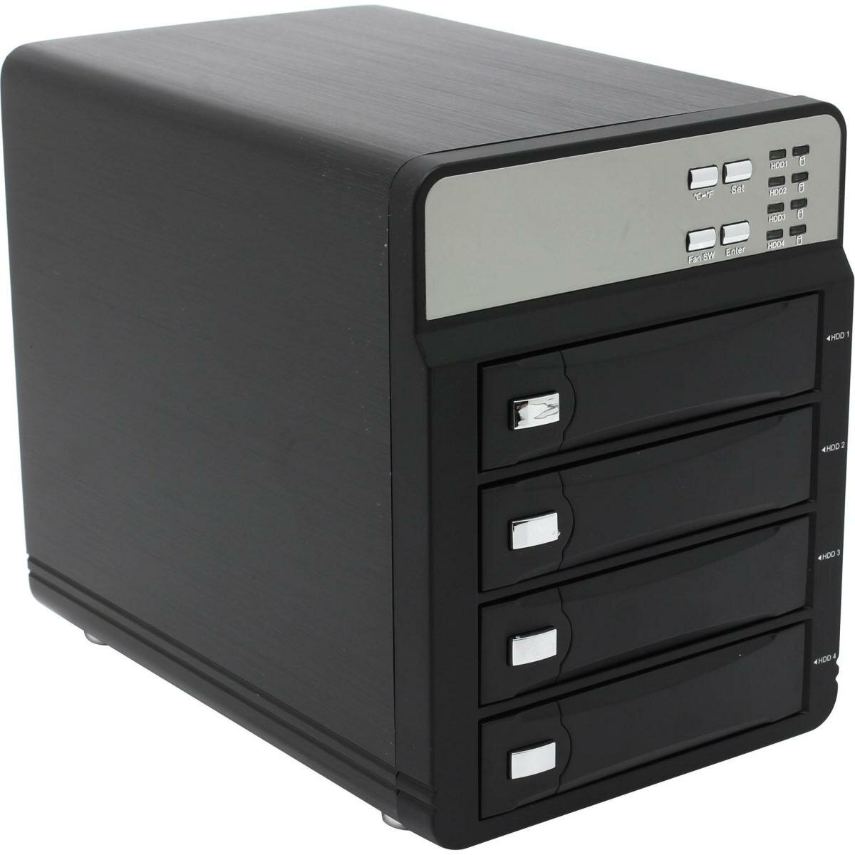 Внешний контейнер AgeStar 3C4B3A1 4x3.5 SATA USB 3.0 eSATA, черный