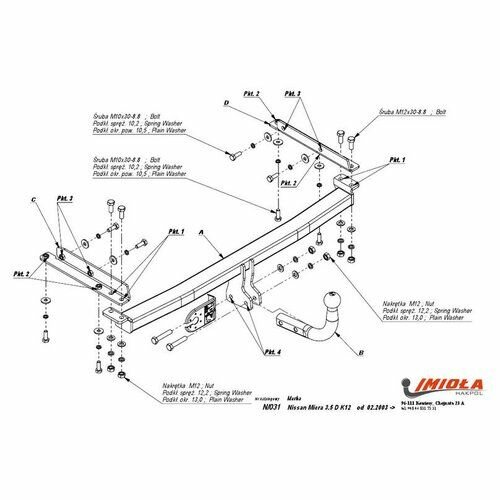 Фаркоп SEAT (TOLEDO IV saloon) IMIOLA n031