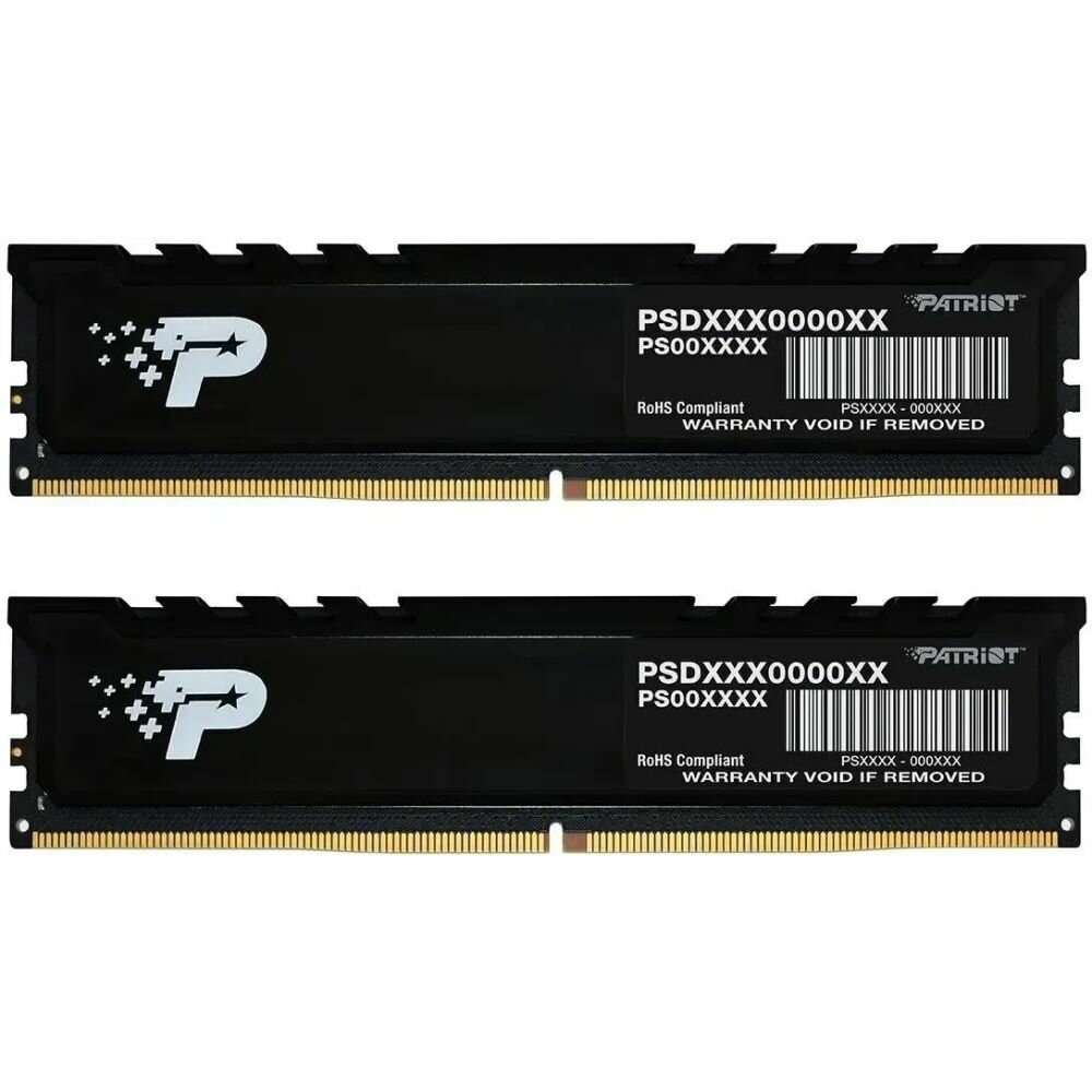 Оперативная память Patriot Signature Premium, DDR5, 64Gb (2x32 Gb), 4800 MHz, CL40, DIMM, радиатор, черный