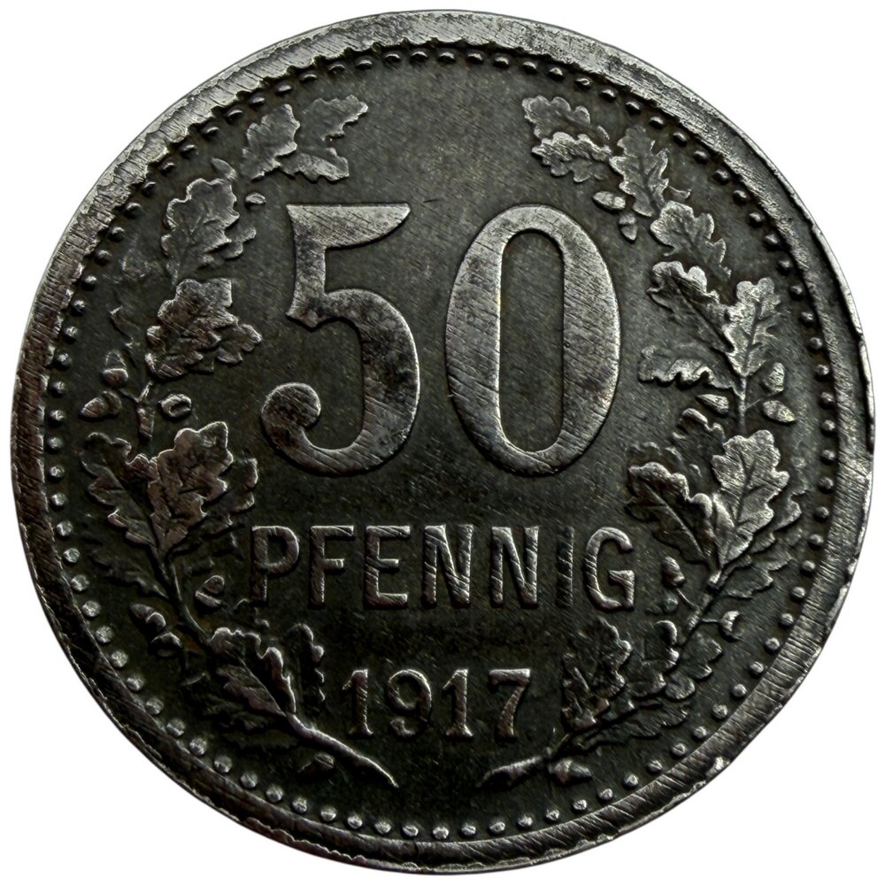 Германия, Германская империя, Изерлон 50 пфеннигов 1917 г. (Fe) (Без отверстия) (22.8 мм.)