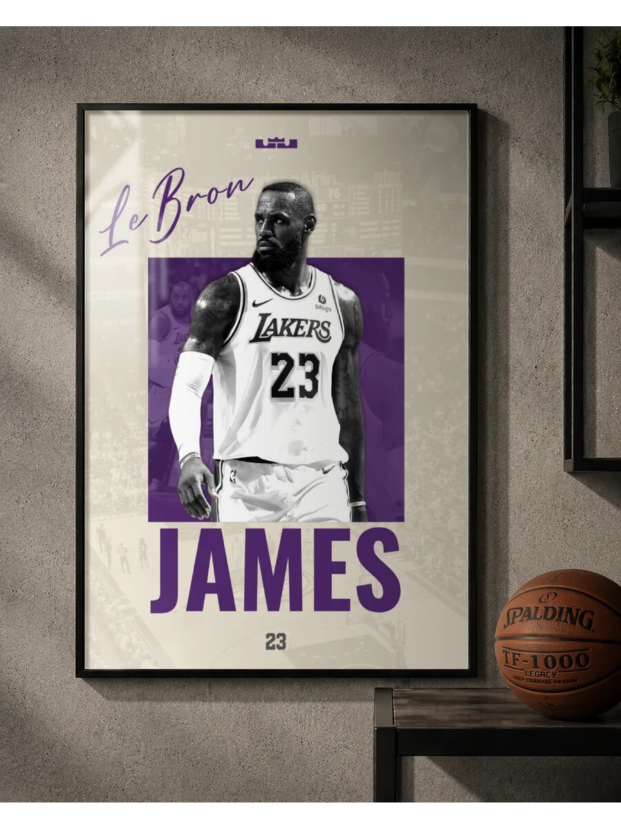 Постер NBA Lakers LeBron James A3 42X29.7см Глянец Леброн