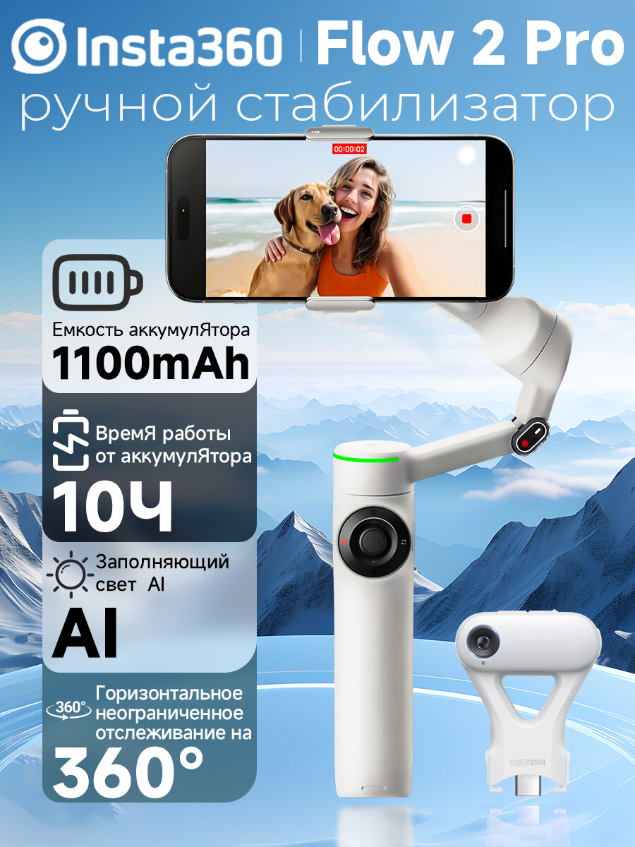 Стабилизатор insta360 Flow 2 Pro AI 360° Комплект трекера, серый